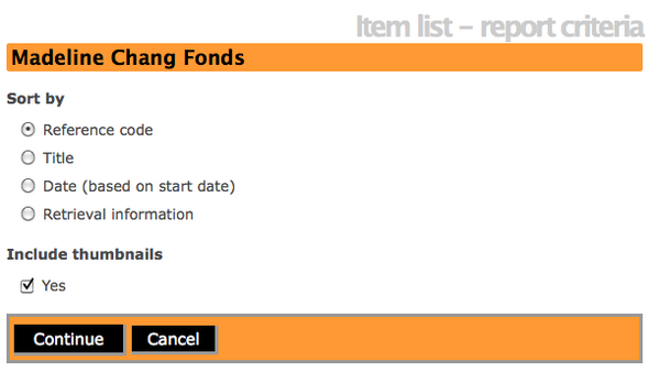 Create item list report & print - ICA-AtoM